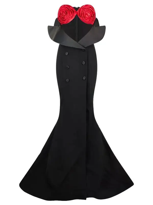 Moschino Rosette-detail Maxi Dress - Black