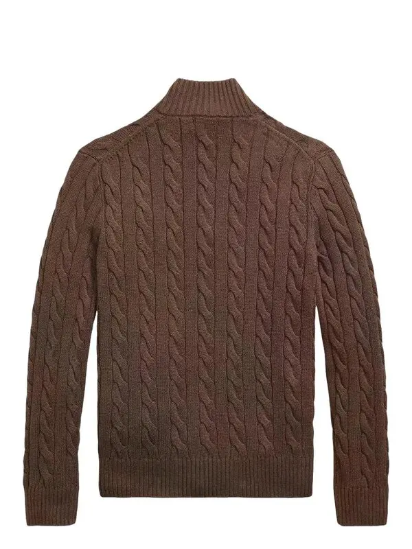 Polo Ralph Lauren Cable-knit Quarter-zip Sweater - Brown