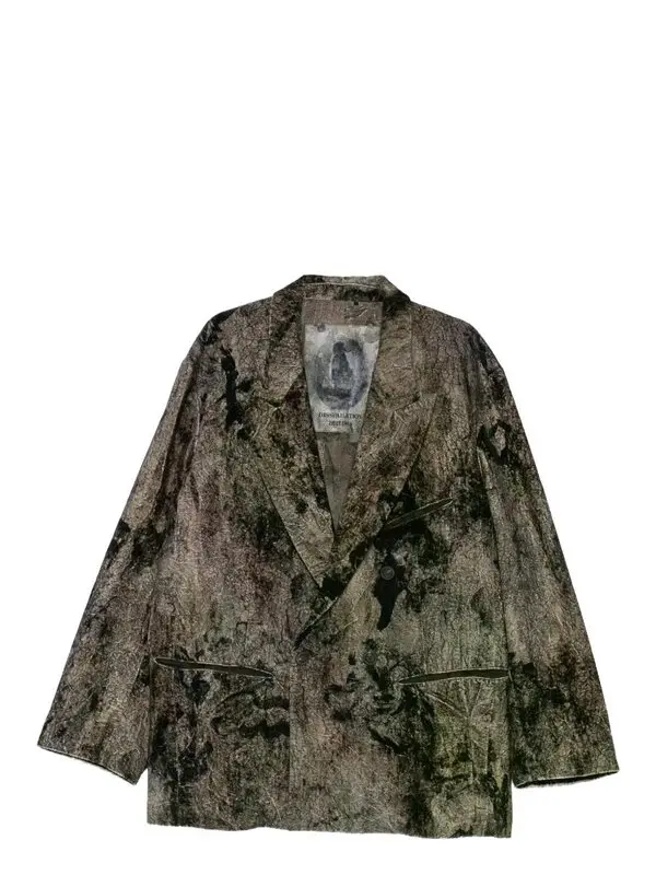 ZIGGY CHEN Crinkled-finish Double-breasted Jacket - Brown