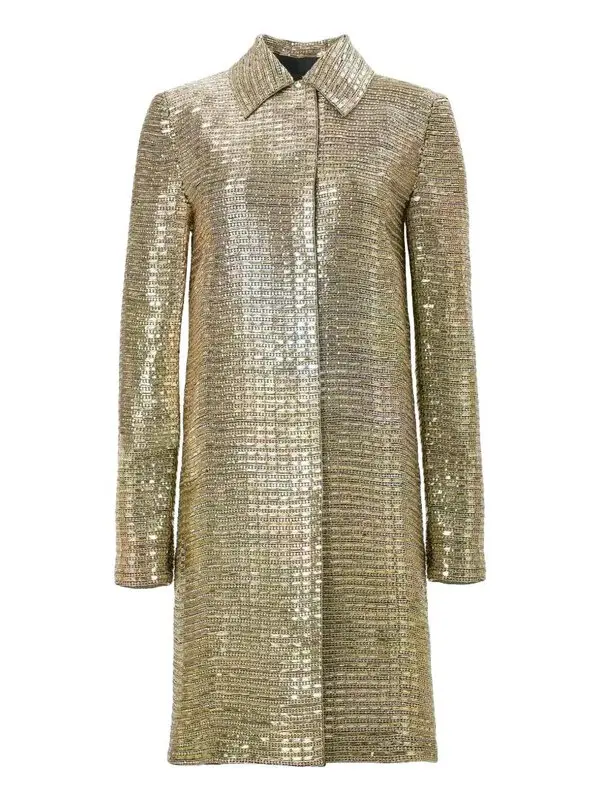 Carolina Herrera Sequin-embellished Silk Coat - Gold