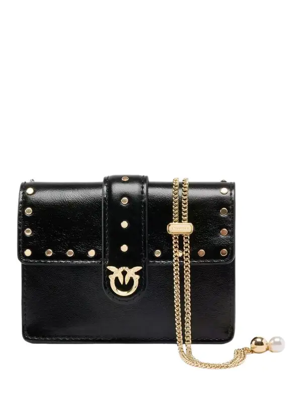 Pinko Love Birds Studded Leather Mini Bag - Black