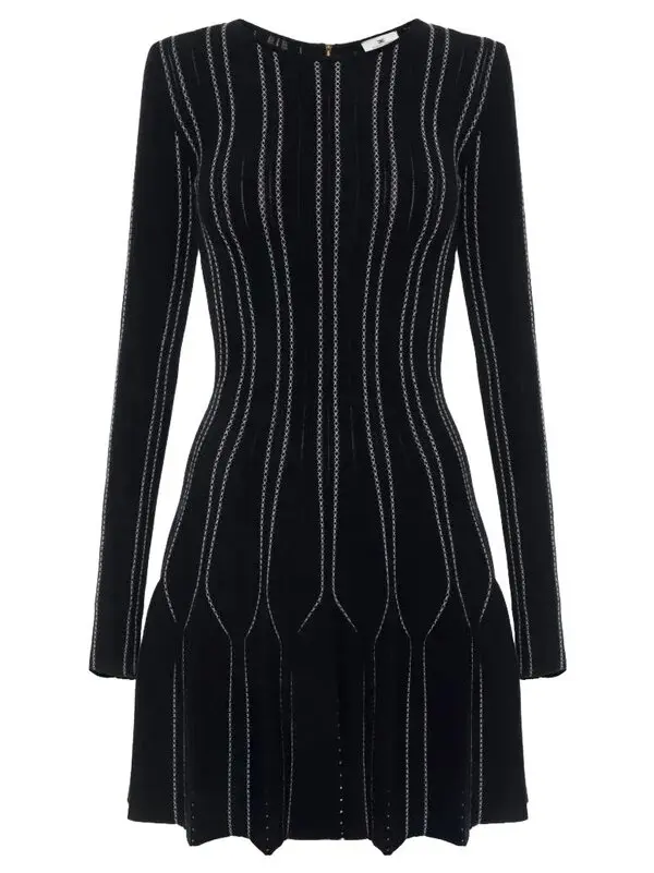 Elisabetta Franchi Origami Mini Dress In Knit Fabric - Black