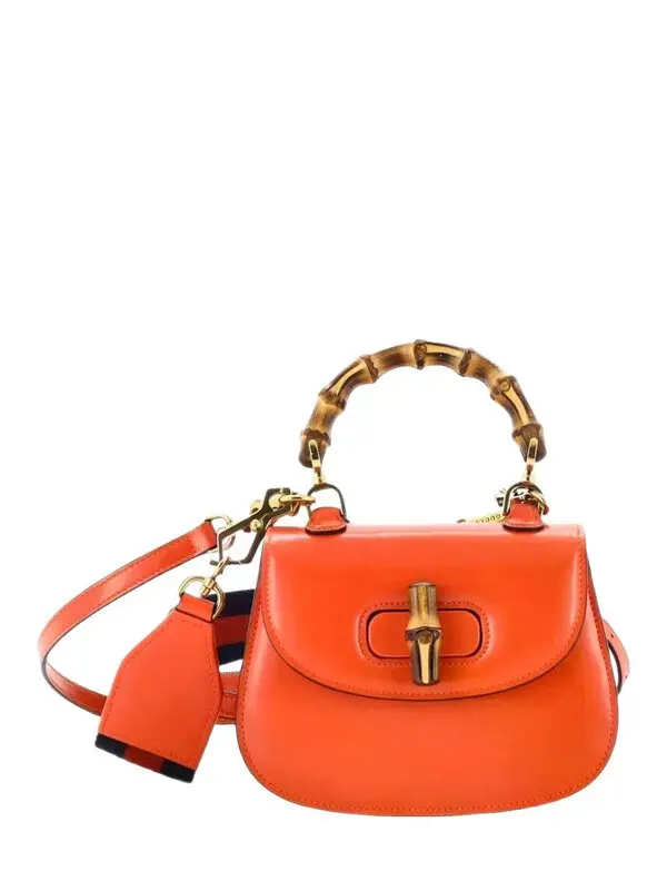 Gucci Bamboo 1947 Top Handle Bag Leather Mini Shoulder Bag - Orange