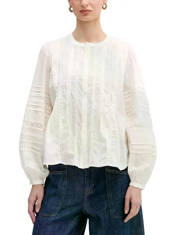 MOS MOSH Adila Lace Panelled Shirt - Neutrals