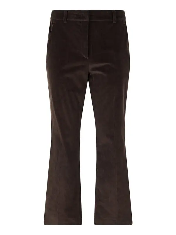 Max Mara Weekend Flared Pants With High Waist In Soft Stretch Cotton - Brown