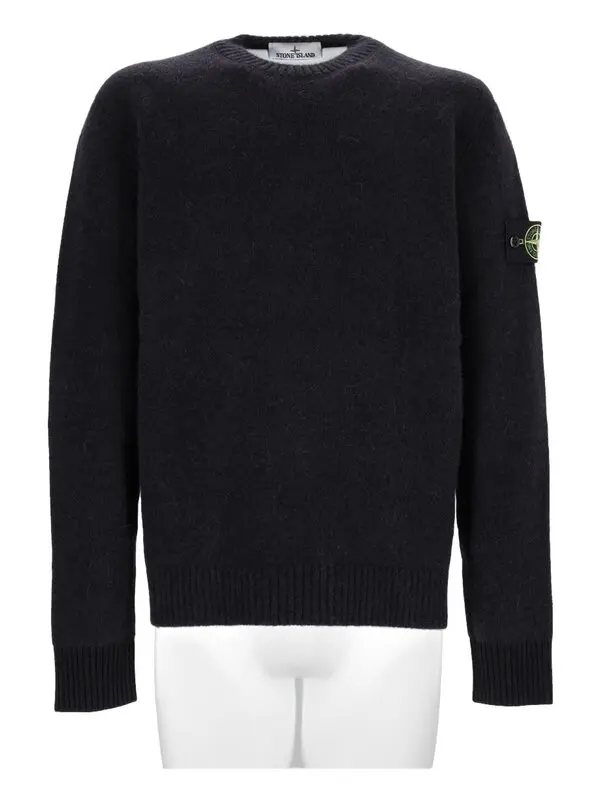 Stone Island Alpaca-virgin Wool Blend Crewneck Sweater - Black