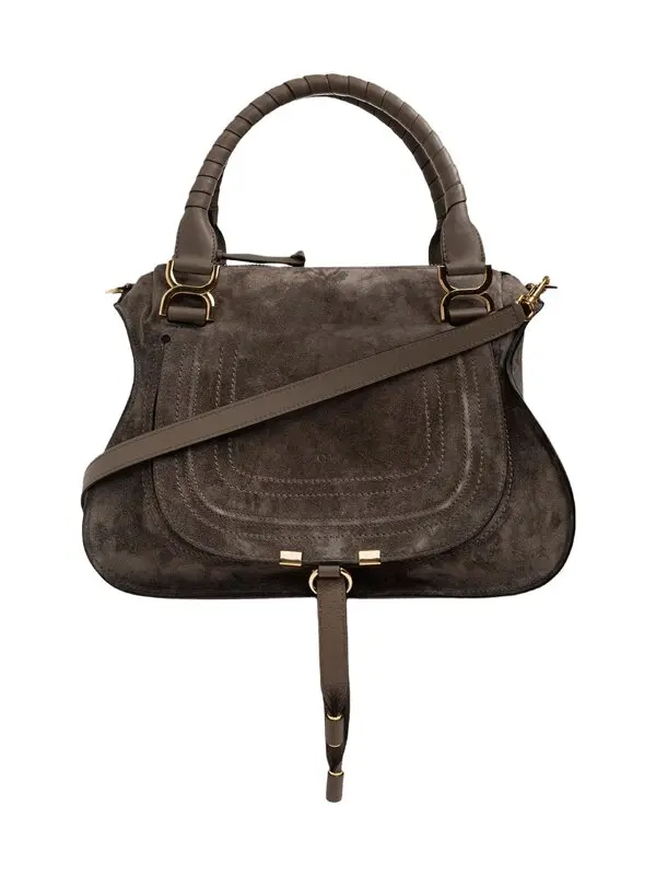 Chloé Marcie Suede Top-handle Shoulder Bag - Nickelgrey