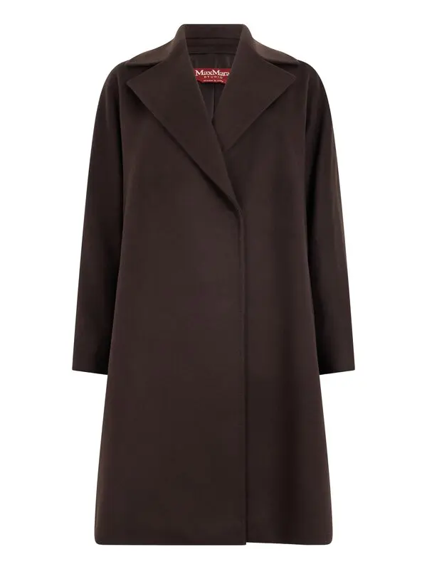 Max Mara Loose Coat To The Knee With Asymmetrical Closure - Brown