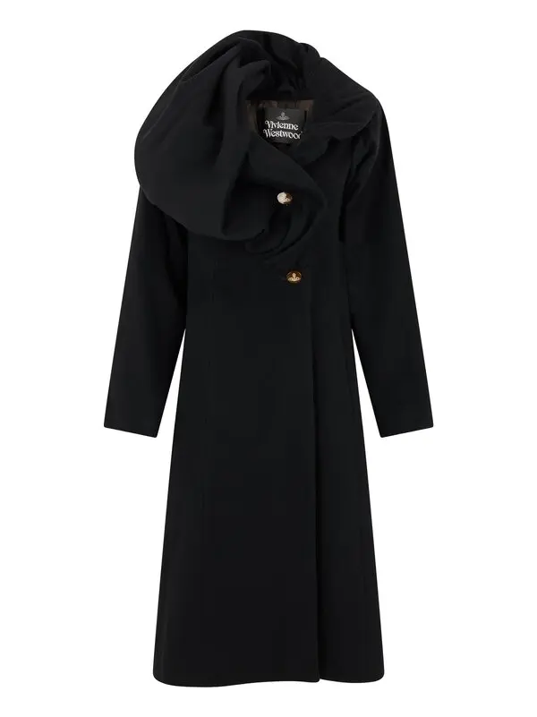 VIVIENNE WESTWOOD Long Wool-cashmere Coat With Asymmetric Buttoning - Black