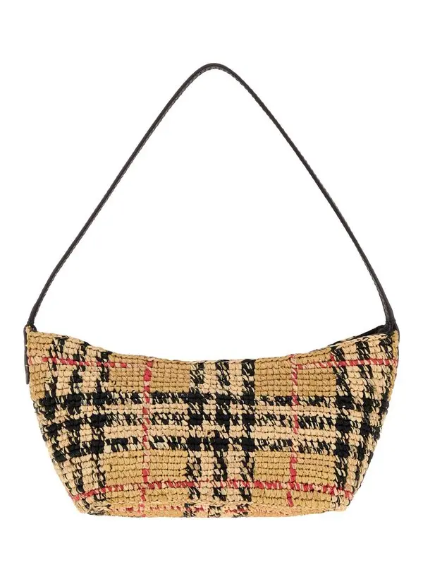 Burberry Raffia Mini Margate Shoulder Handbag - Checked