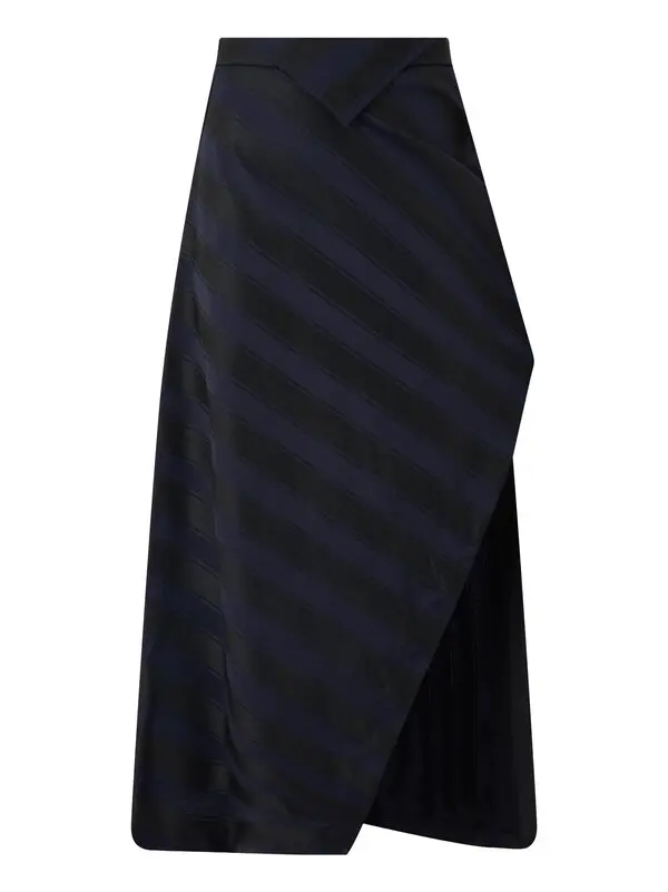 VIVIENNE WESTWOOD Asymmetrical Pleated Midi Wool Skirt - Black