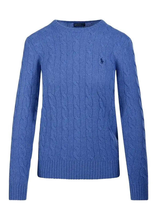 Ralph Lauren Cable-knit Crewneck Sweater In Wool & Cashmere - Light Blue