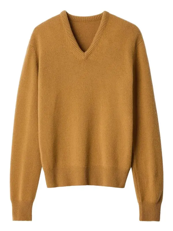 LEMAIRE V-neck Sweater In 100% Wool - Cumin