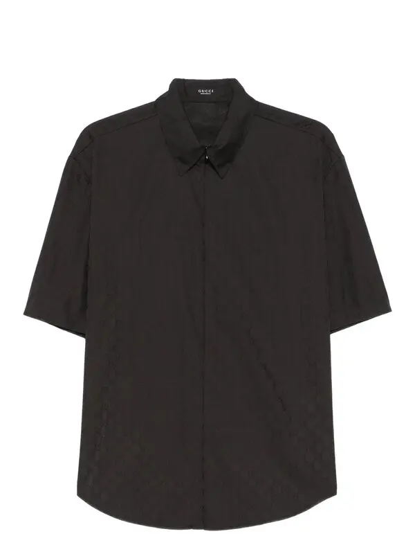 Gucci Zip-front Short-sleeve Shirt - Darkgrey