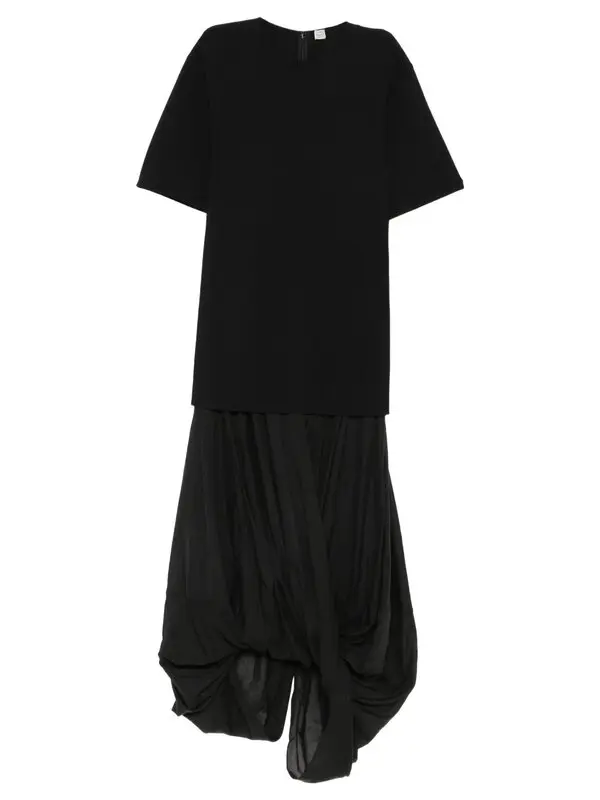TOTEME Pleated Mini Dress With Draped Details - Black