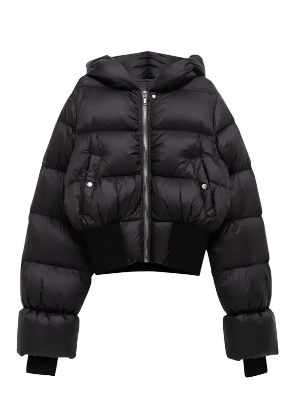 Rick Owens Cropped Hooded Down Puffer Jacket - Black