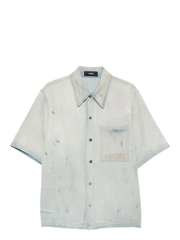 Amiri Crystal-embellished Logo-patch Shirt - Perfantind
