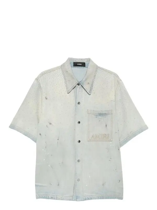 Amiri Crystal-embellished Logo-patch Shirt - Perfantind
