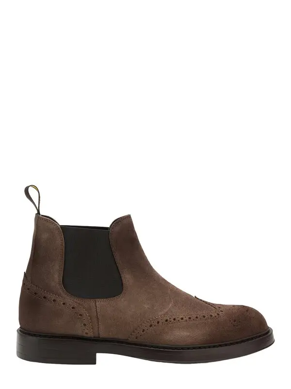 DOUCAL'S Elegant Ankle Boots In Leather With High-collar Fit - Brown