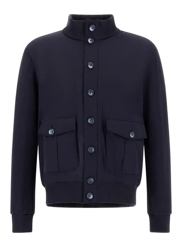 Herno Button-front Knit Cardigan Jacket - Blunavy