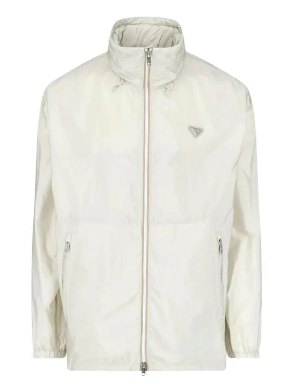 Prada Zip-front Stand Collar Jacket - Talcamel