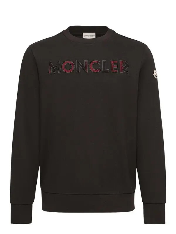 Moncler Logo-embroidered Crewneck Sweatshirt - Black