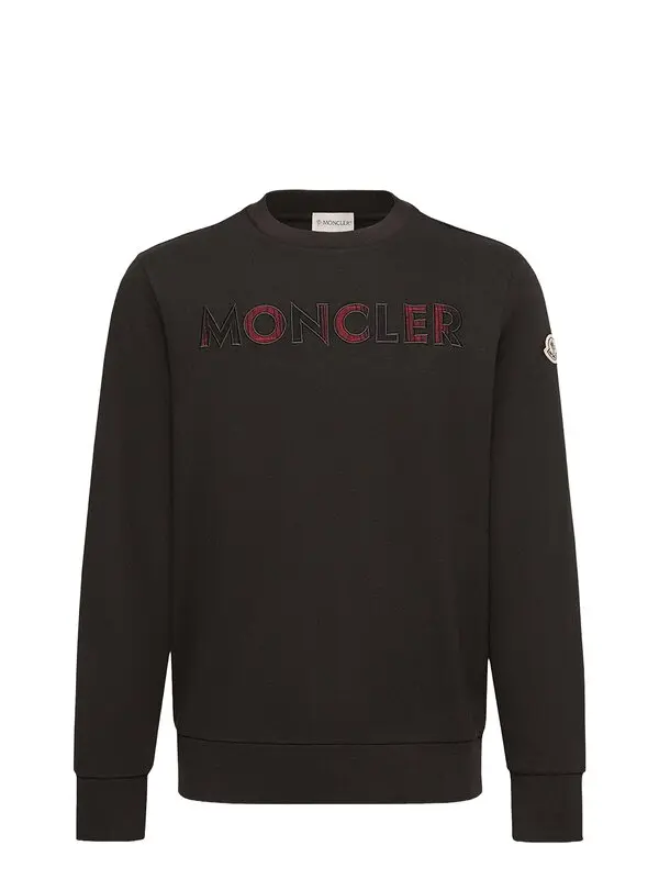 Moncler Logo-embroidered Crewneck Sweatshirt - Black