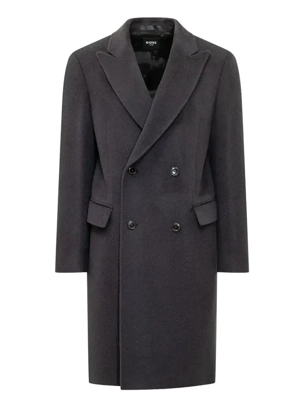 BOSS Alpaca Blend Peak-front Jacket - Open Blue