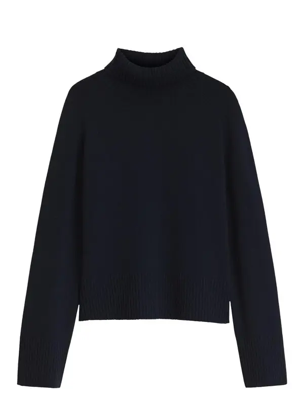 BOSS Relaxed-fit Turtleneck Sweater In Cashmere With Raglan Sleeves - Dark Blue