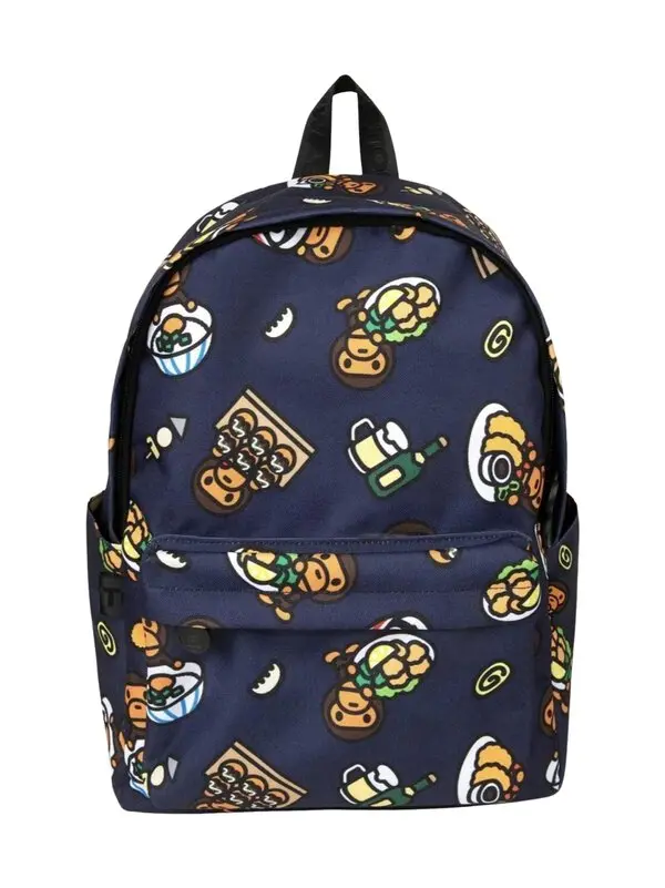 A BATHING APE Baby Milo Print Medium Backpack 'navy - Blue