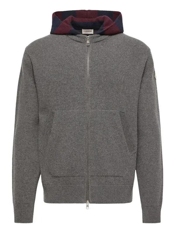 Moncler Hooded Knit Cardigan 'gray - Tan