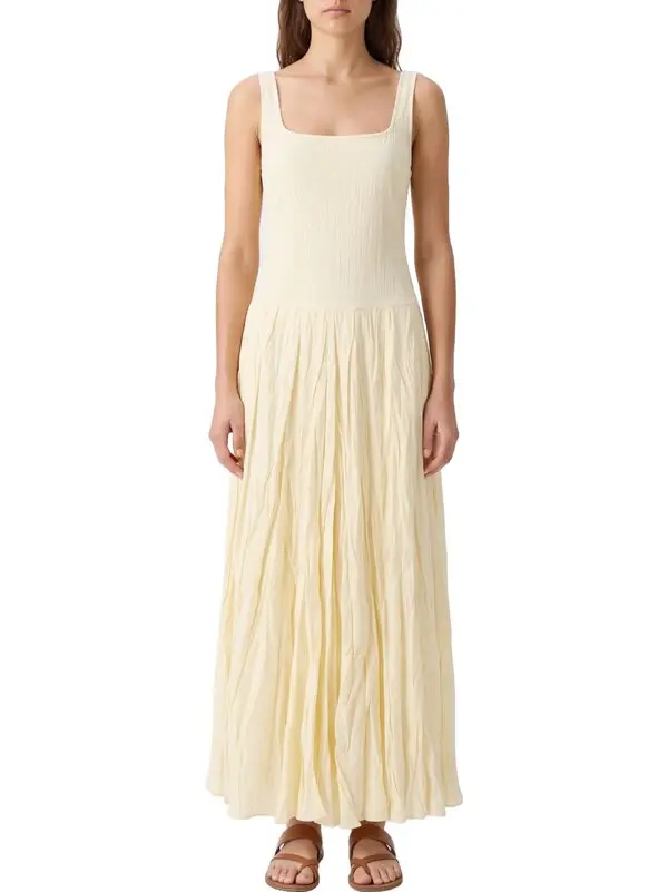 Johanna Ortiz Off-shoulder Crinkled-effect Linen And Cotton-blend Midi Dress - Ecru