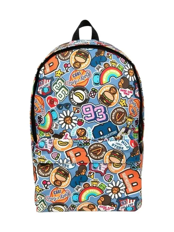 A BATHING APE Milo Store Badge Pattern Large Backpack - Multicolor
