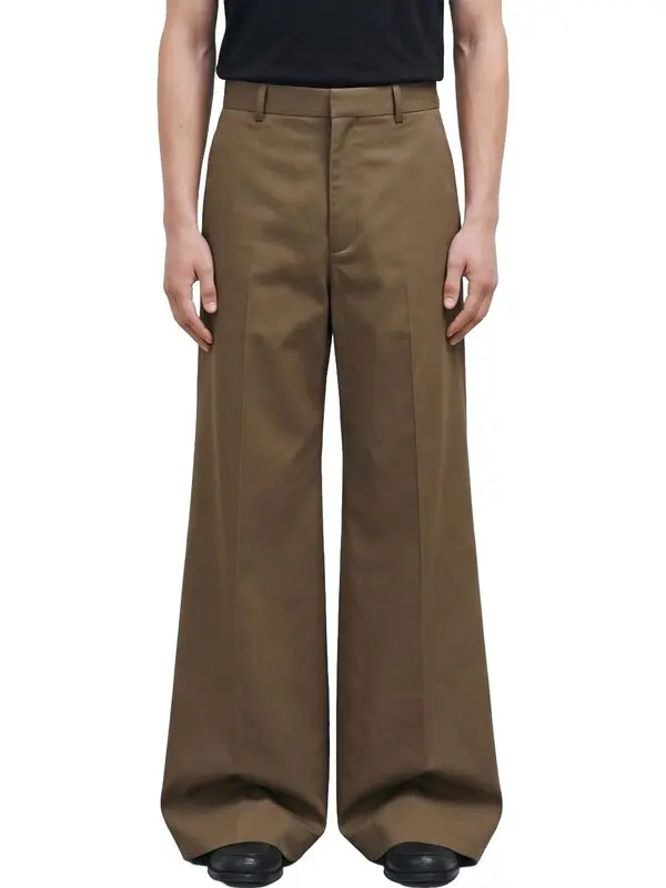 Balenciaga Wide-leg Cotton Chino Trousers With A Mid-rise Waist - Beige