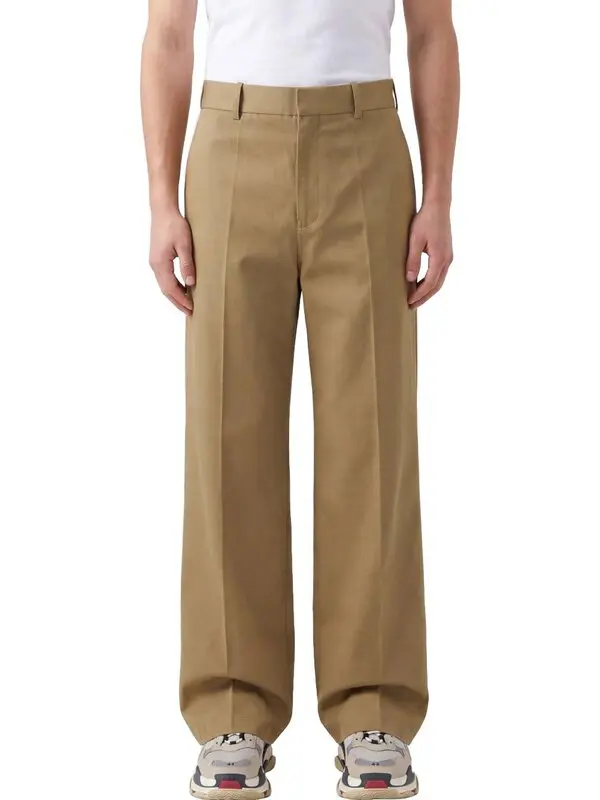 Balenciaga Wide-leg Cotton Chino Trousers With A Mid-rise Waist - Camel
