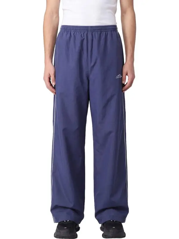 Balenciaga Cotton-blend Jogging Trousers With An Elasticated Waist And Logo - Navy