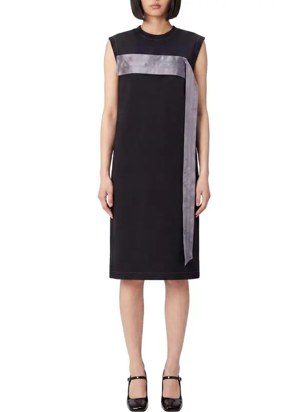 Marni Sleeveless Mini Sheath Dress In Viscose And Silk With Satin Bands - Black