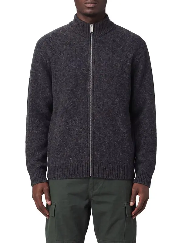 Carhartt Work In Progress Curtis Wool Blend Turtleneck Zip-up Cardigan - Black