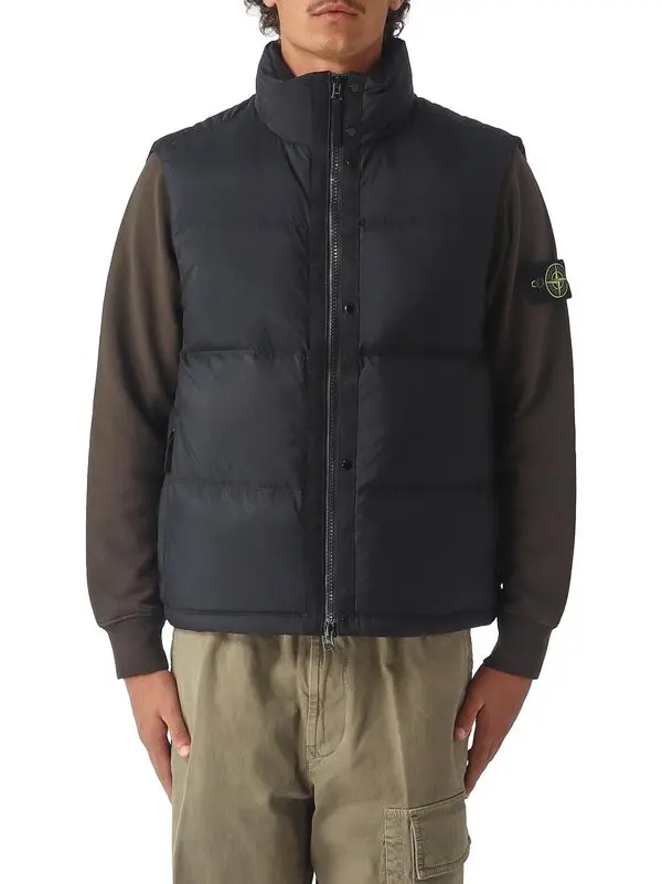 Stone Island Padded Water-repellent Cordura® Nylon Vest With Funnel Neck - Black