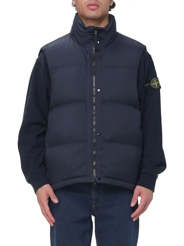 Stone Island Padded Water-repellent Cordura® Nylon Vest With Funnel Neck - Blue