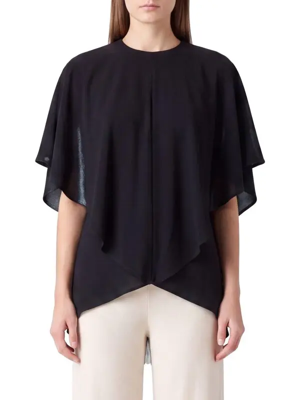 Jacquemus Relaxed Fit Crêpe Blouse With Asymmetric Hem - Black