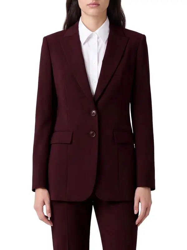 Patrizia Pepe Short Crêpe Blazer With Single-breasted Two-button Closure And Lapels - Brown