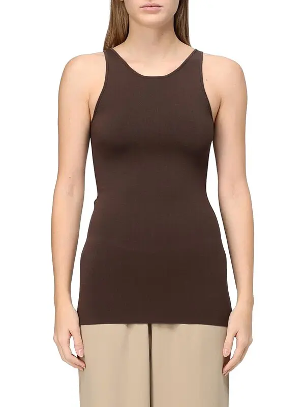 TOTEME Slim Fit Ribbed Off-the-shoulder Top In Recycled Jersey - Brown