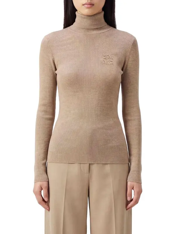 Max Mara Ribbed Wool Slim Fit Turtleneck Jumper - Camel