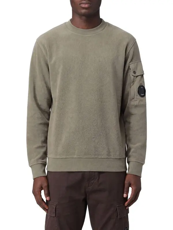 C.P. COMPANY Crew Neck Cotton Sweatshirt With Pocket And Logo Patch - Green