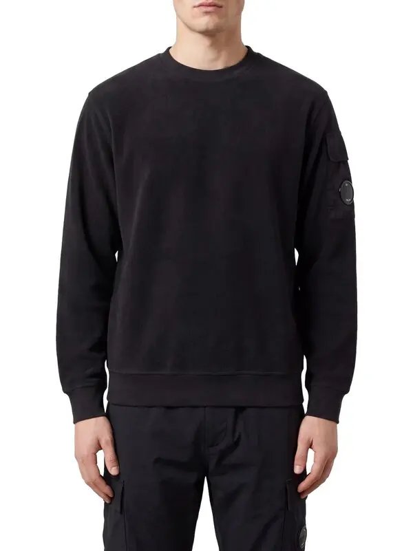 C.P. COMPANY Crew Neck Cotton Sweatshirt With Pocket And Logo Patch - Grey