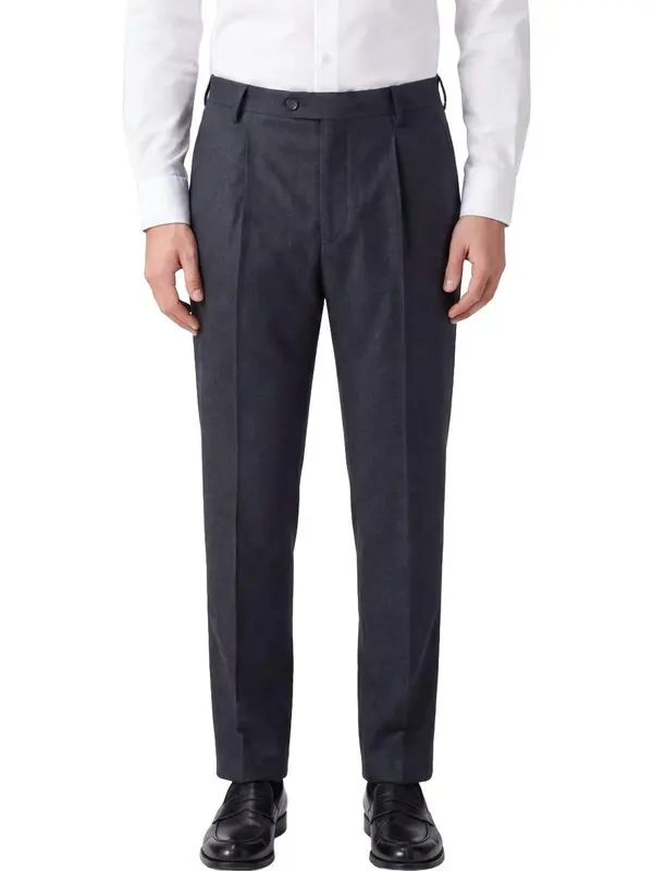 Eleventy Slim Fit Pleated Tailored Trousers In Wool And Cashmere - Blue