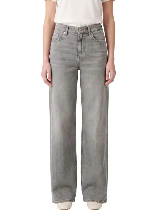 7 For All Mankind Lotta High-waisted Wide Leg Cotton Denim Jeans - Grey