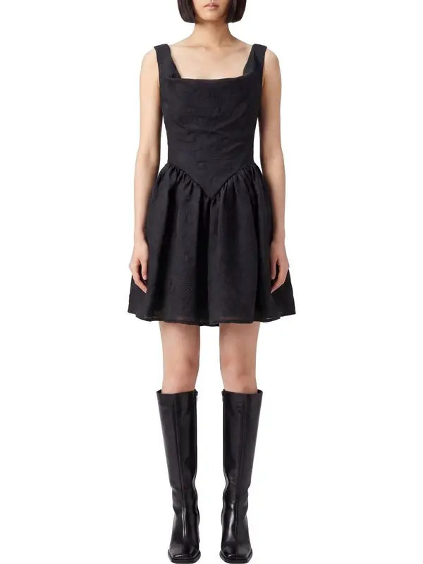 VIVIENNE WESTWOOD Square-neck Cotton Bustier Mini Dress With Thin Straps - Black