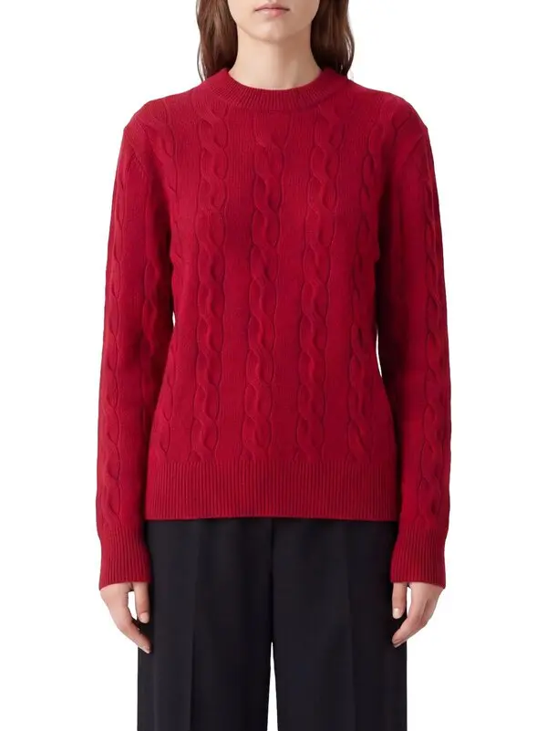 AMI Paris Crewneck Jumper In Pure Merino Wool With Ribbed Trims - Red